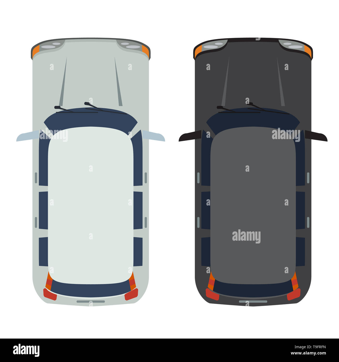 Hatchback Car top view. White and black Realistic and flat color style ...