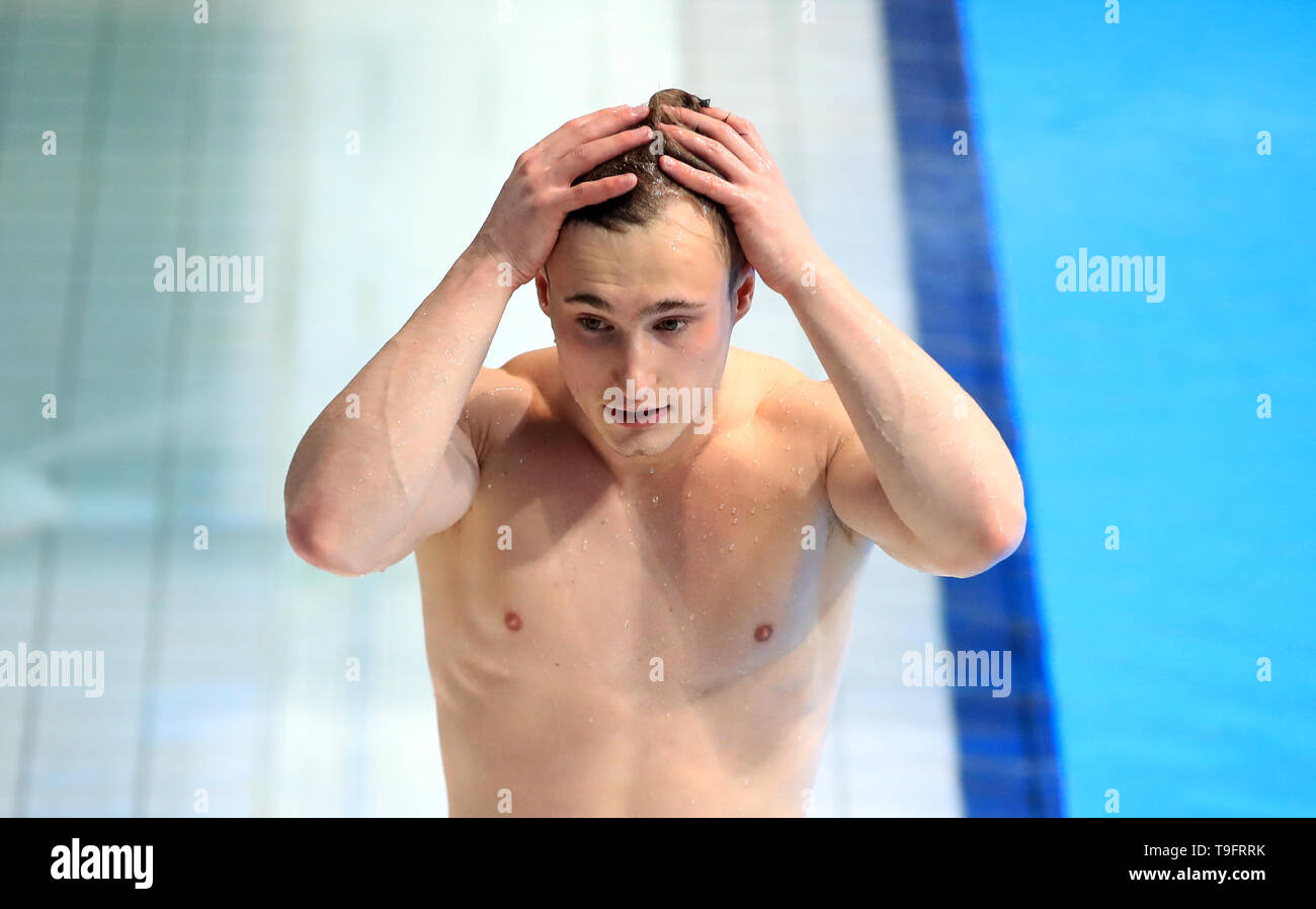 Great Britain's Jack Laugher reacts after he placed 3rd in the 3m ...
