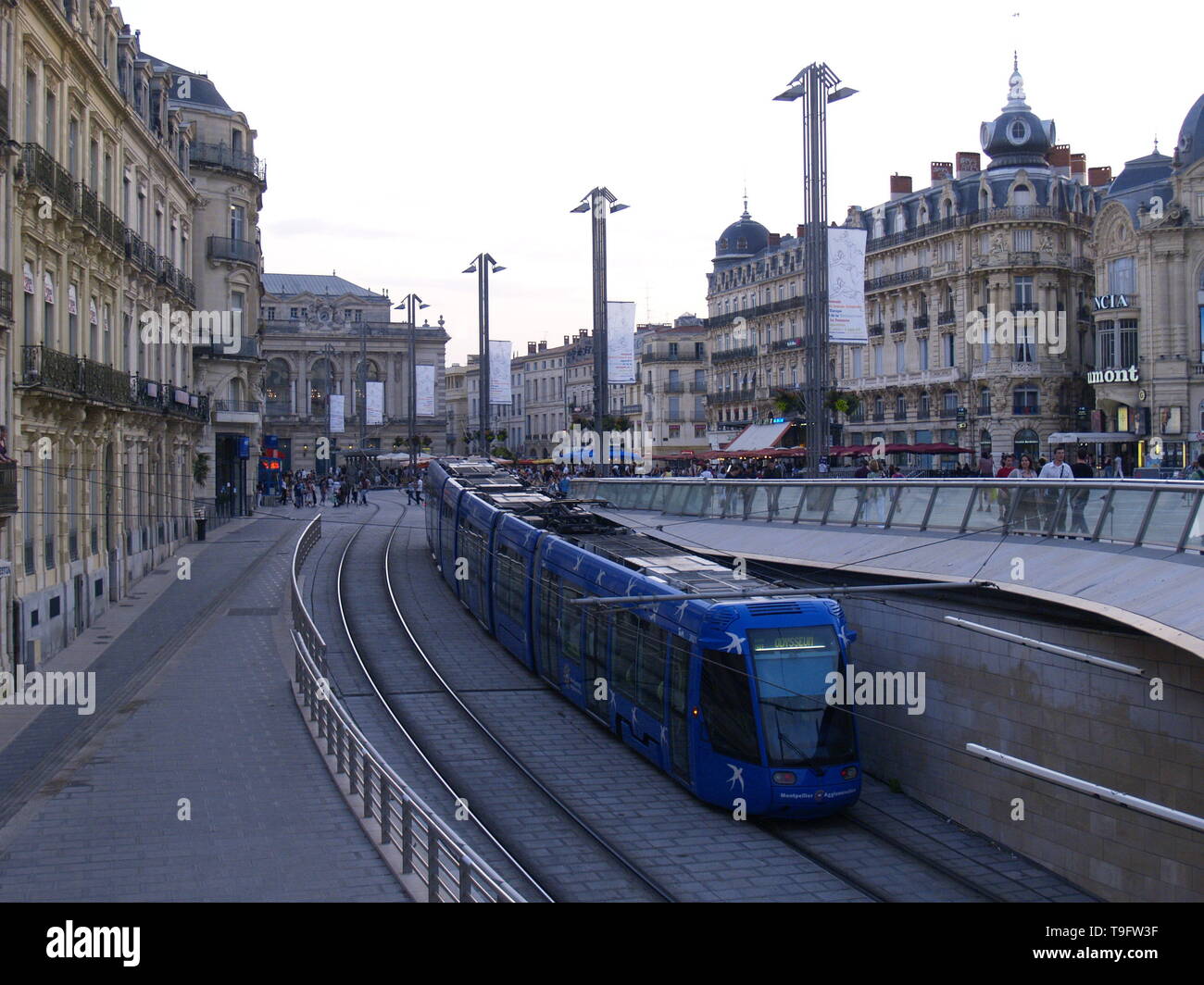 Tramway Montpellier, Tramway Linie 1, Comedie Stock Photo - Alamy