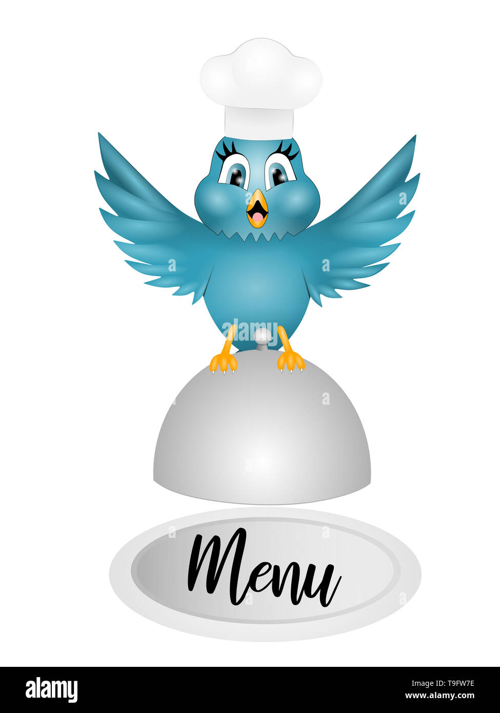 cartoon chef bird menu label Stock Photo - Alamy