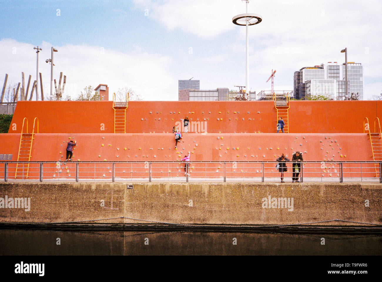 Climbing wall, Queen Elizabeth Olympic Park, Stratford, London, England ...