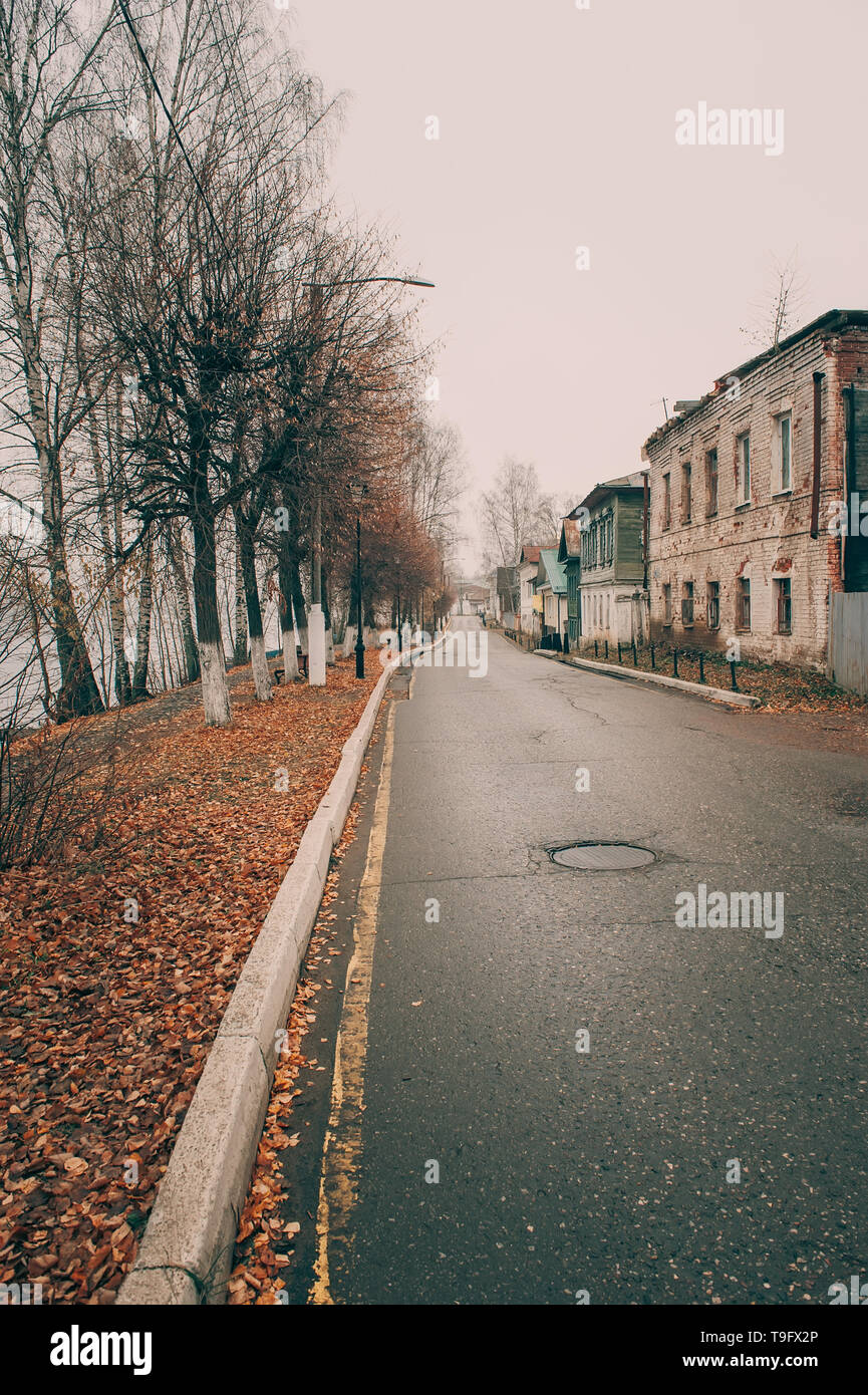 Ples old Russian city in Russia on the Volga in late autumn. The city ...