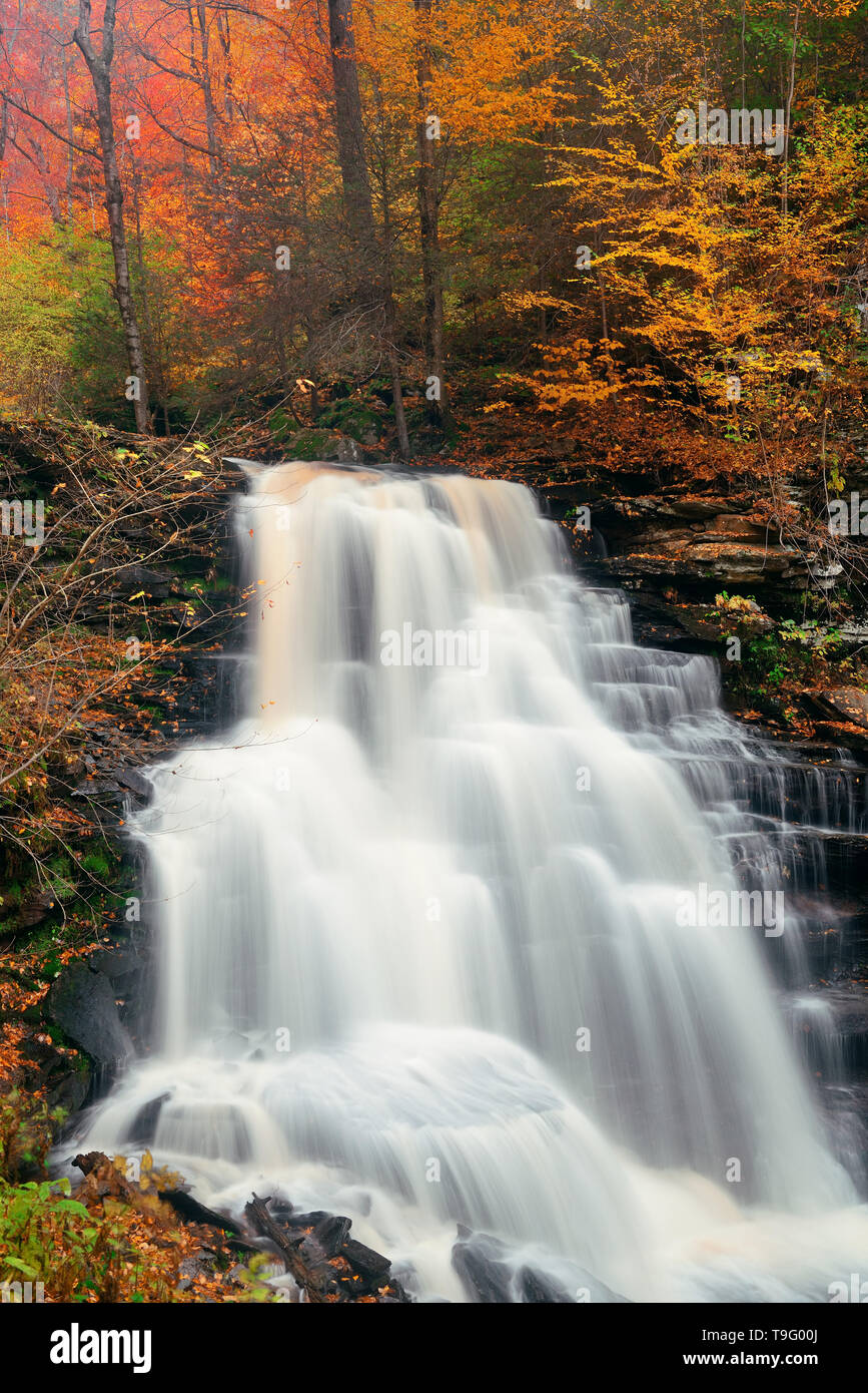 Autumn waterfalls in park with colorful foliage Stock Photo - Alamy