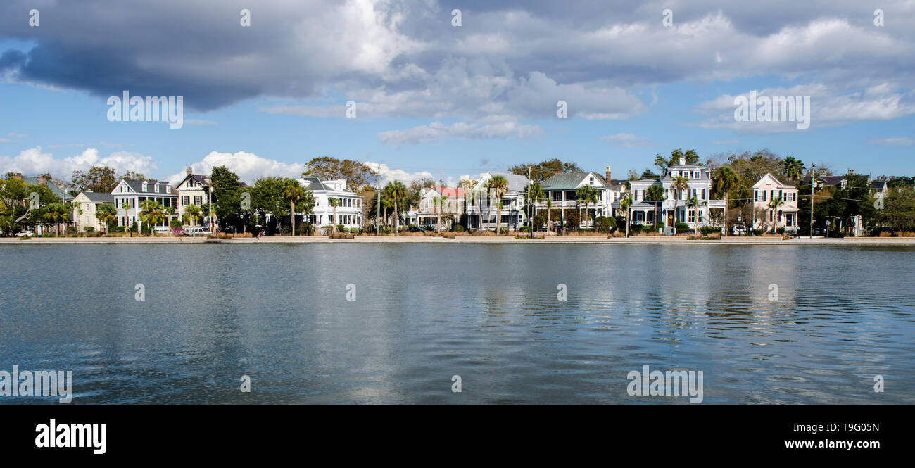 Historic Homes on Colonial Lake in Charleston, South Carolina Stock ...