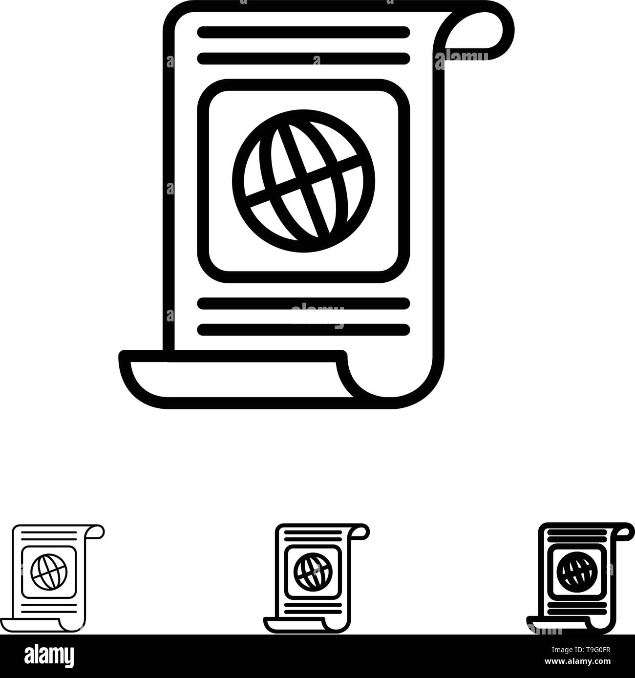 Goal, Objectives, Target, World, File Bold and thin black line icon set ...