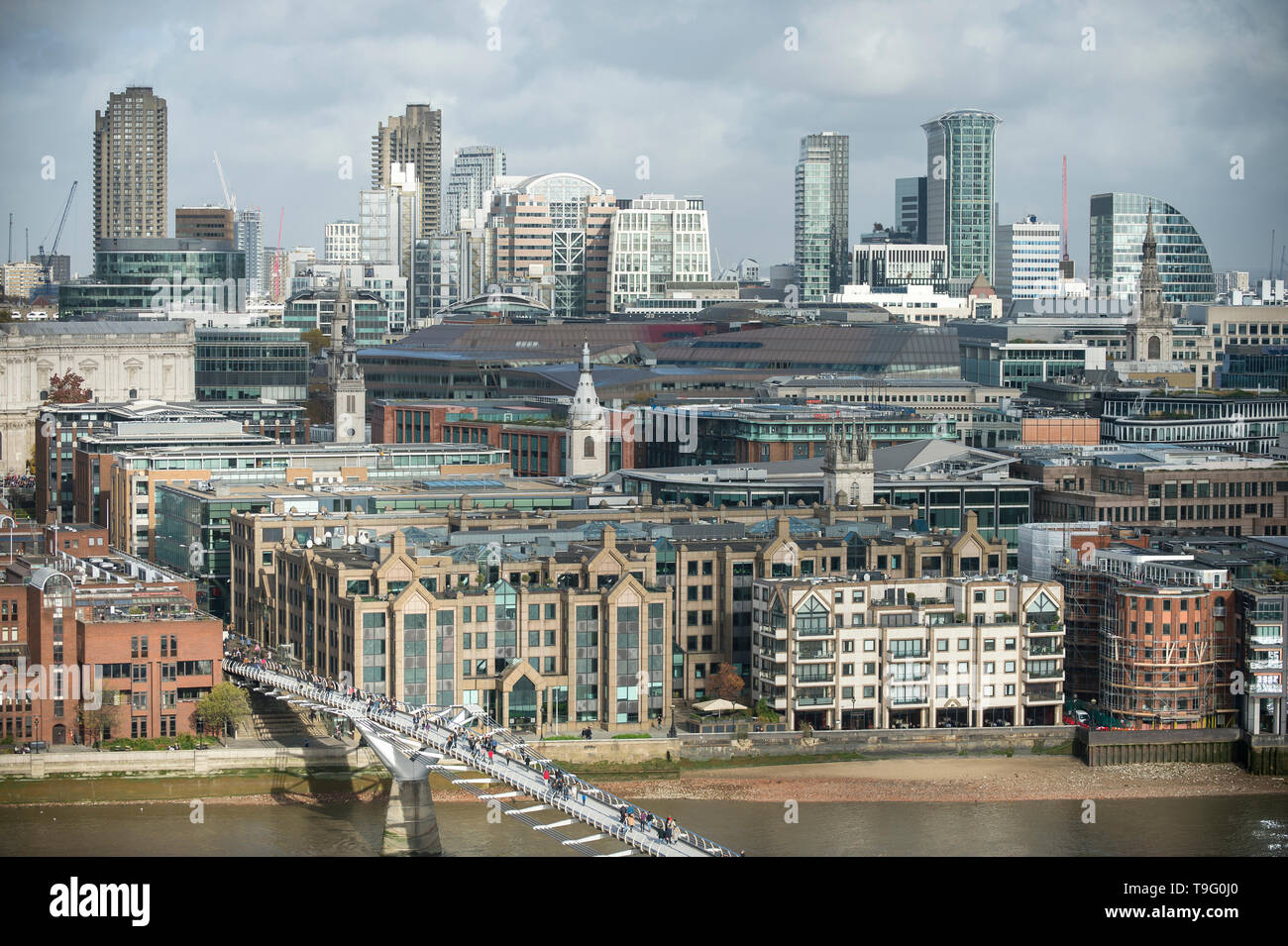 Scenic daytime view from above of the traditional architecture lining ...