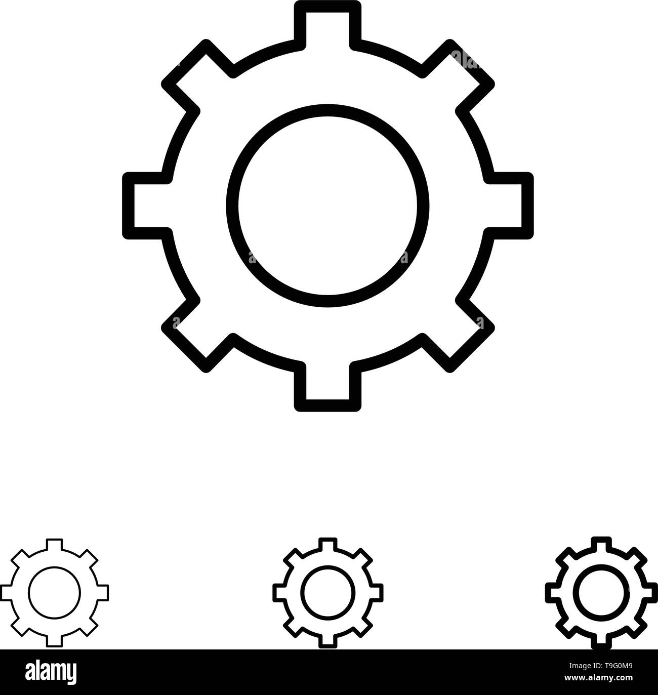 Cog, Setting, Gear Bold and thin black line icon set Stock Vector Image ...