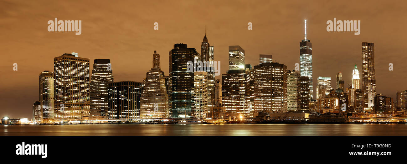 Manhattan Downtown architecture night view Stock Photo - Alamy