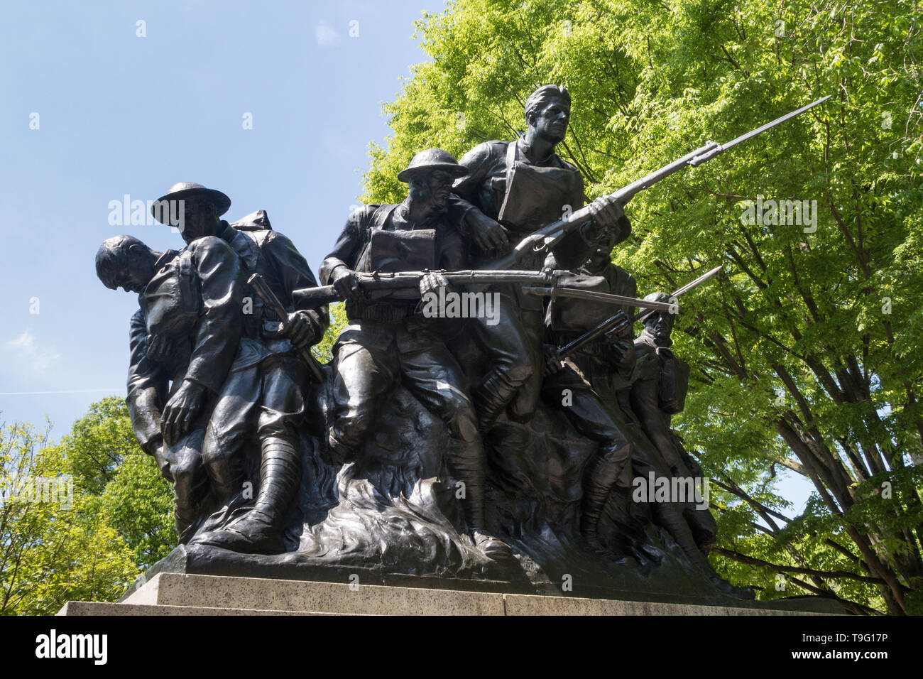 Military WWI Memorial Statue Commemorating the Doughboys of WWI, Central Park, NYC, USA. 2019 ...