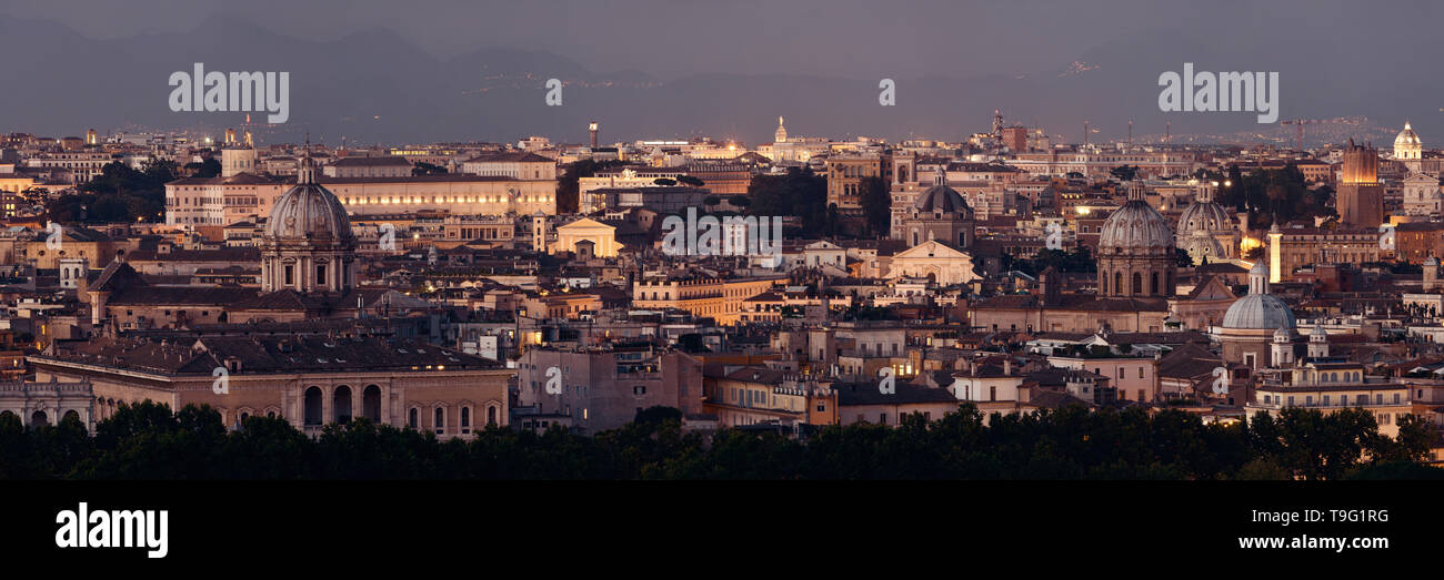 Rome rooftop panorama view with skyline and ancient architecture in ...