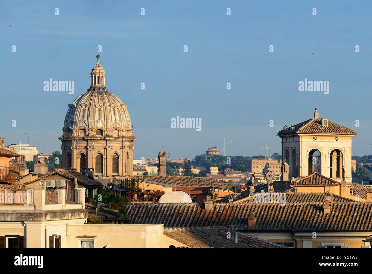 Rooftop view of Rome historical architecture and city skyline. Italy ...