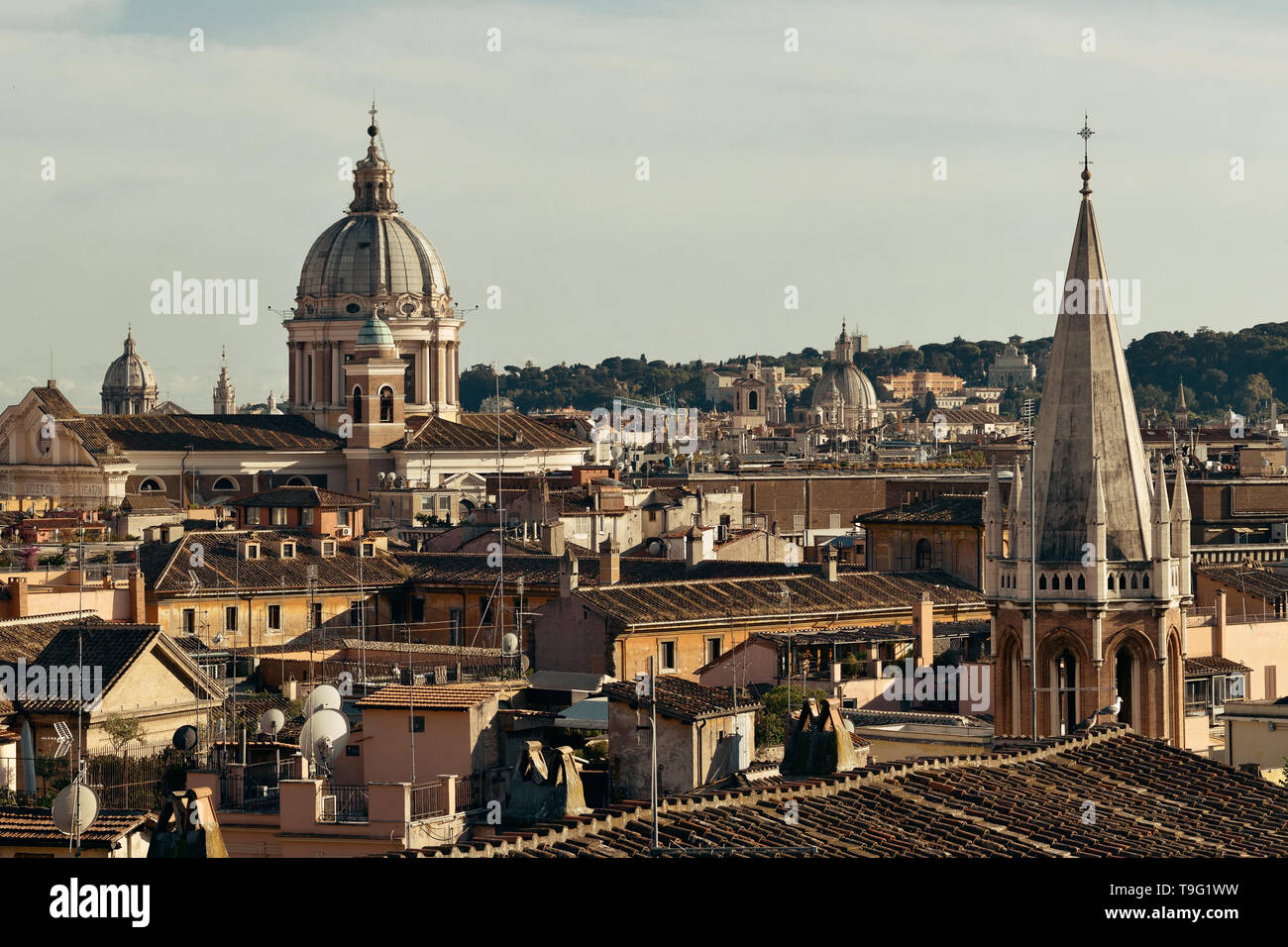 Rome rooftop view with ancient architecture in Italy Stock Photo - Alamy