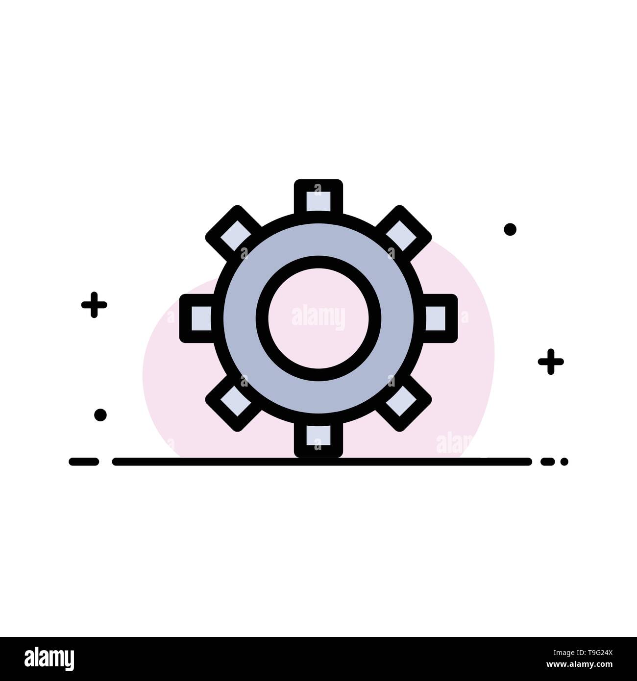 Cogs, Gear, Setting Business Flat Line Filled Icon Vector Banner ...