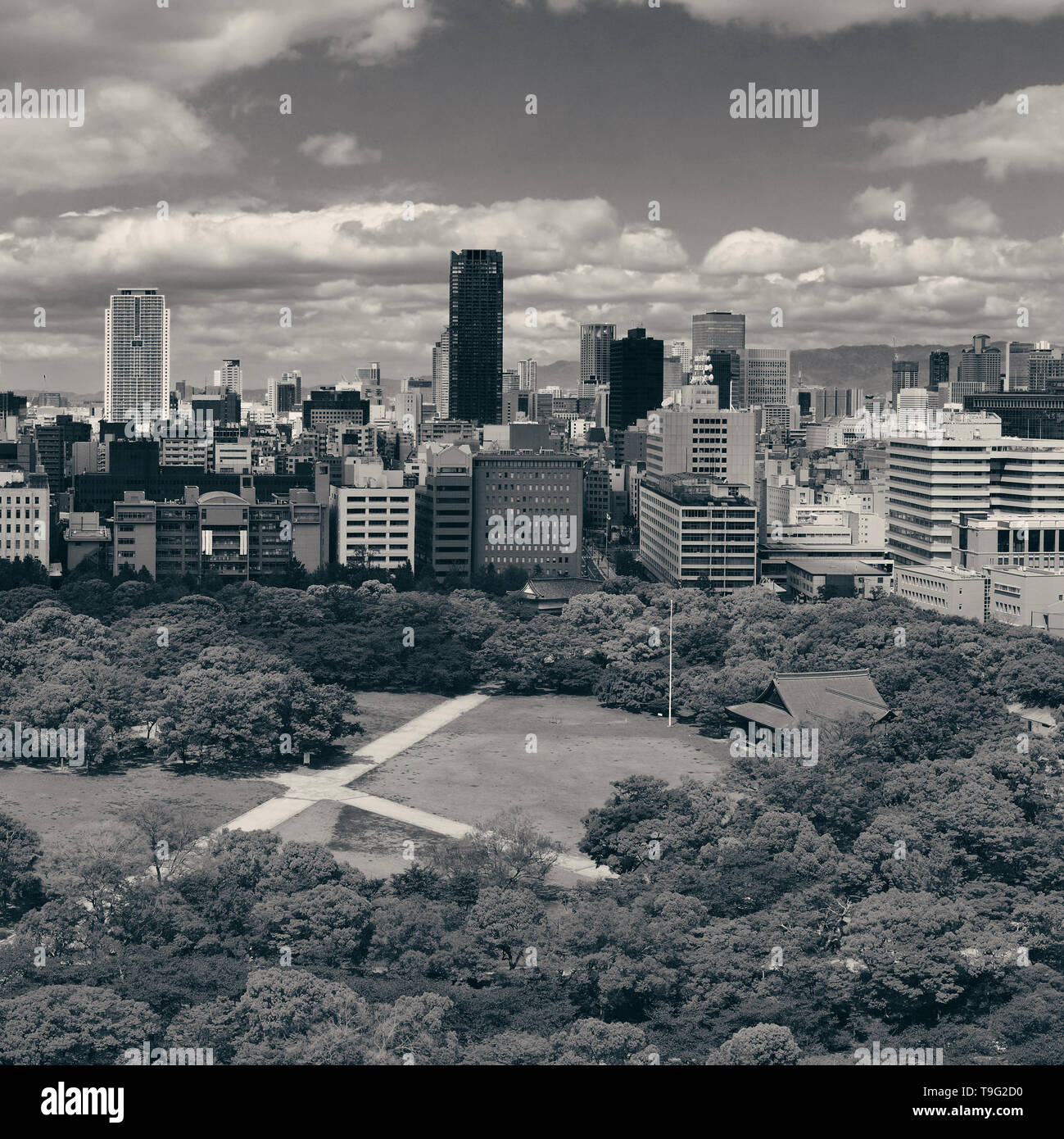 Osaka urban city park rooftop view. Japan Stock Photo - Alamy