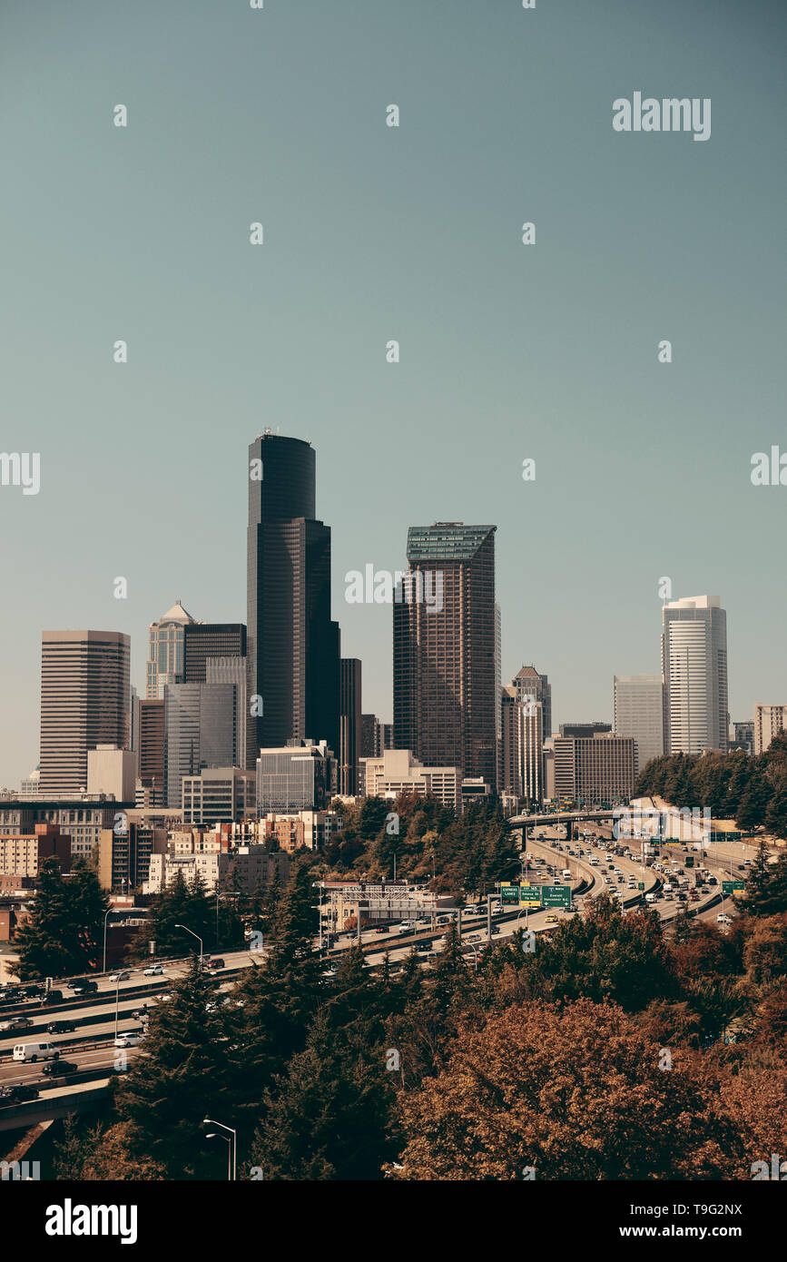 Highway and traffic with Seattle downtown architecture Stock Photo - Alamy