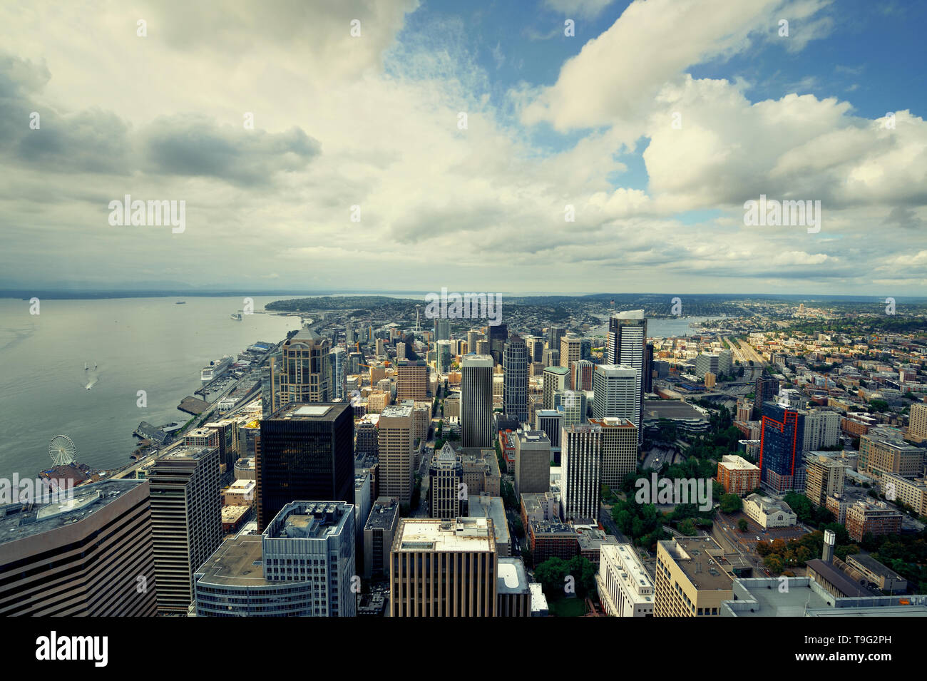 Seattle rooftop panorama view with urban architecture Stock Photo - Alamy