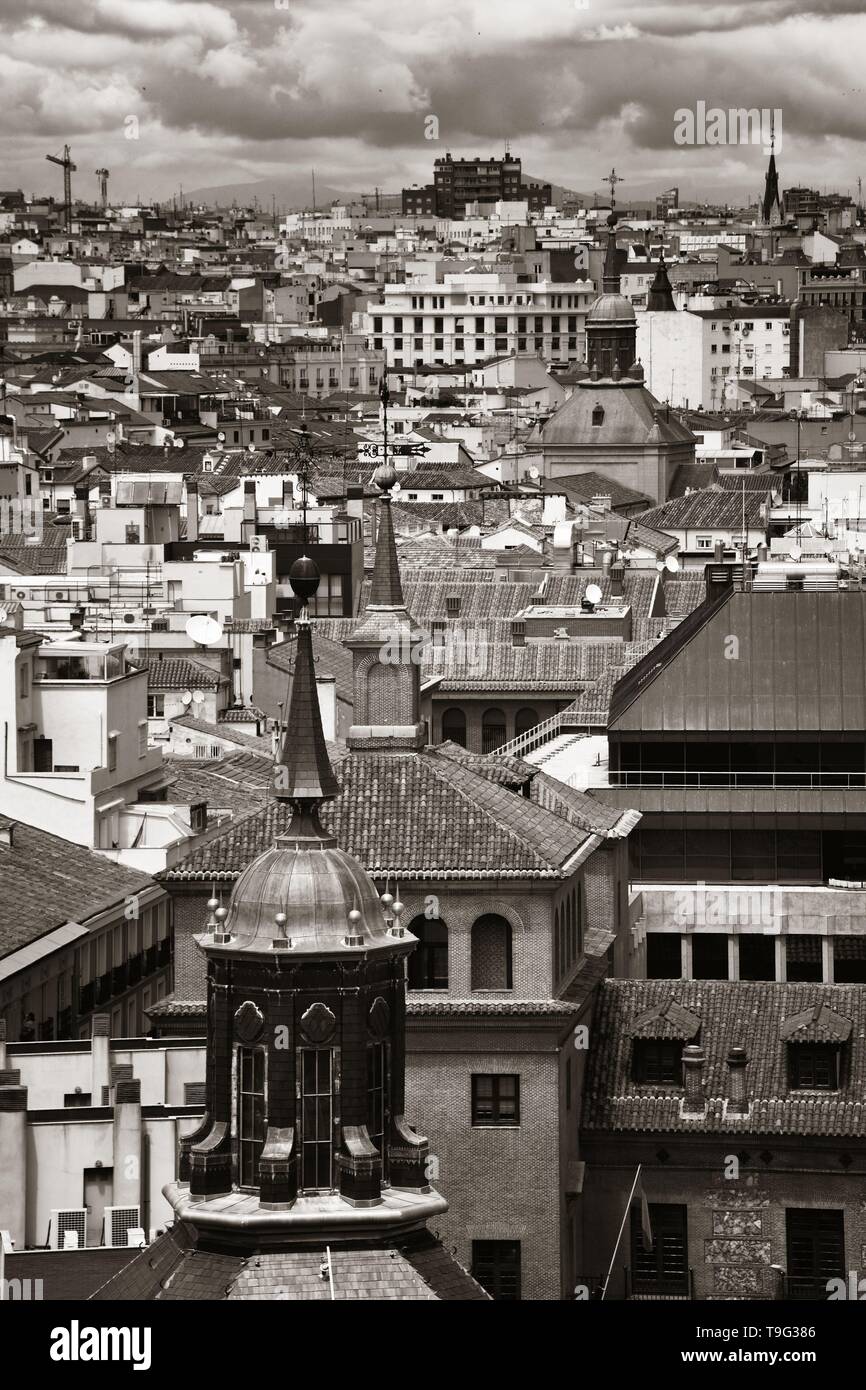 Rooftop in Madrid with historical buildings in Spain Stock Photo - Alamy