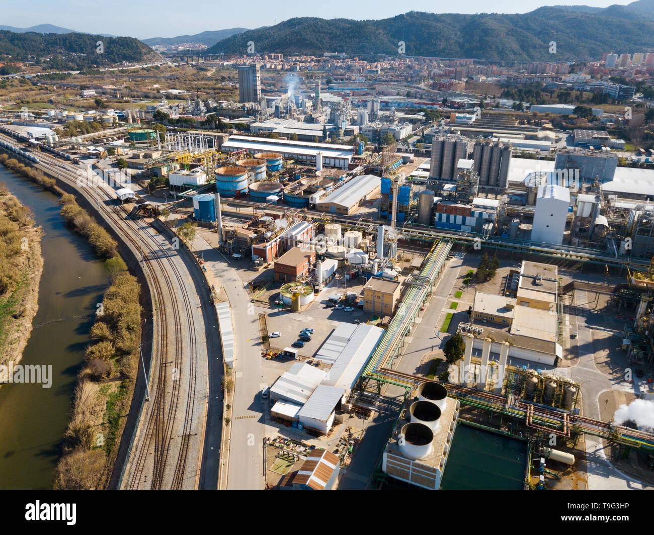 Top view of the chemical plant and the surrounding area Stock Photo - Alamy