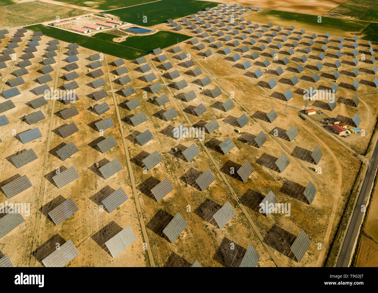 Top view of the electric power polar panel system at desert Stock Photo ...