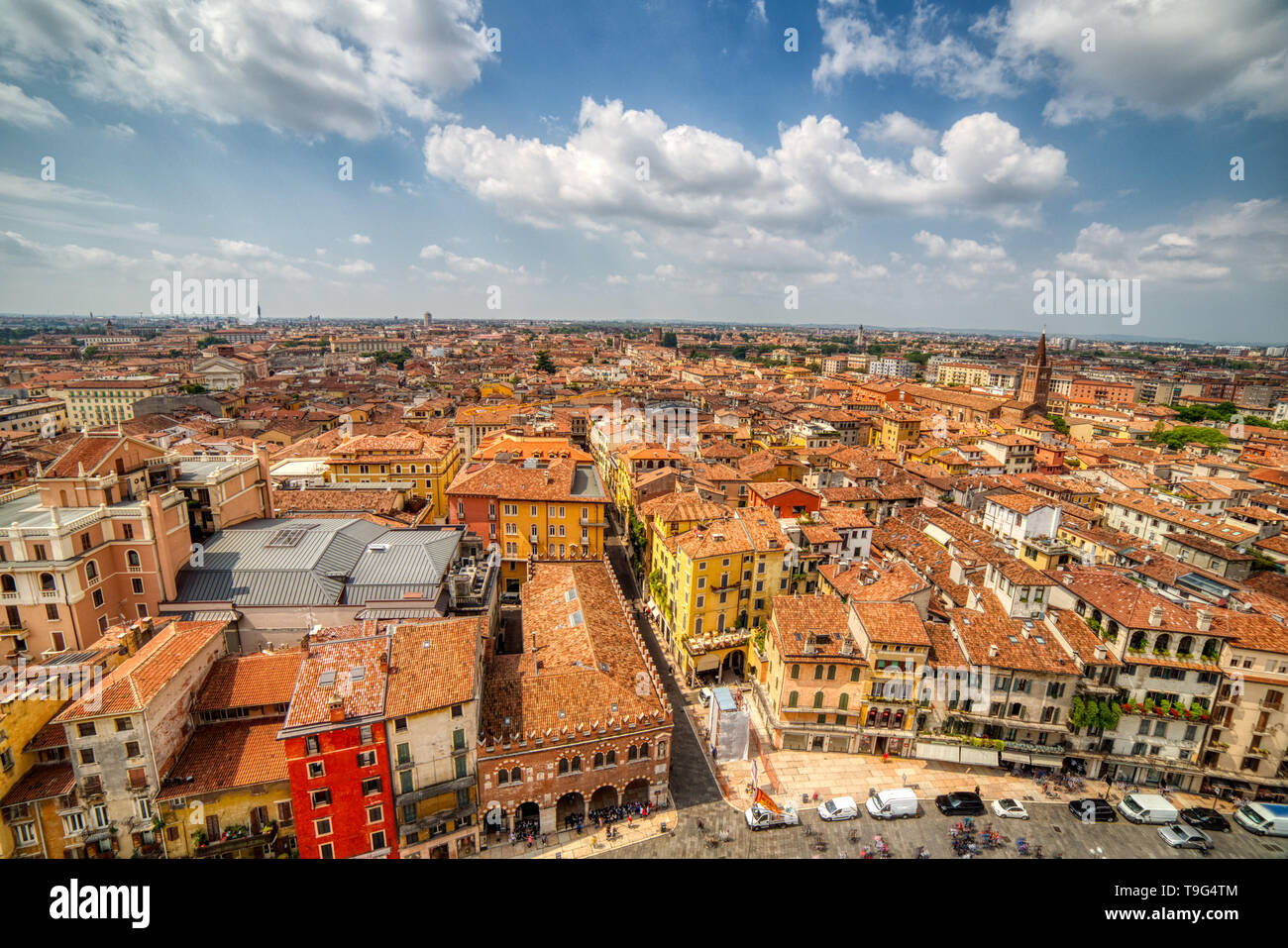 Breathtaking cityscape with view of the roofs of Verona, the Italian ...