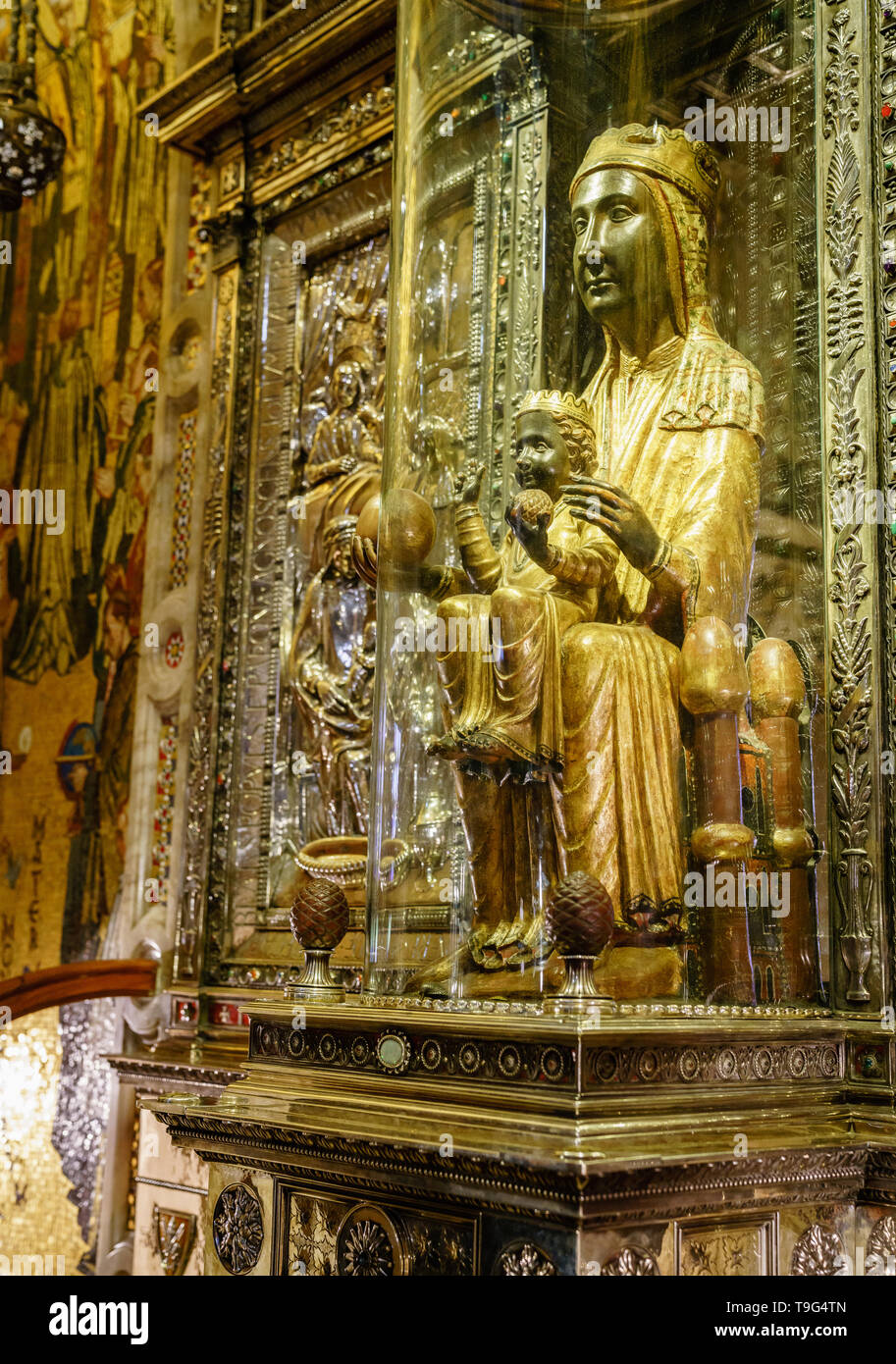 Montserrat, Spain, April 23, 2017: Image of the Virgin of Montserrat, aka Our Lady of Montserrat ...
