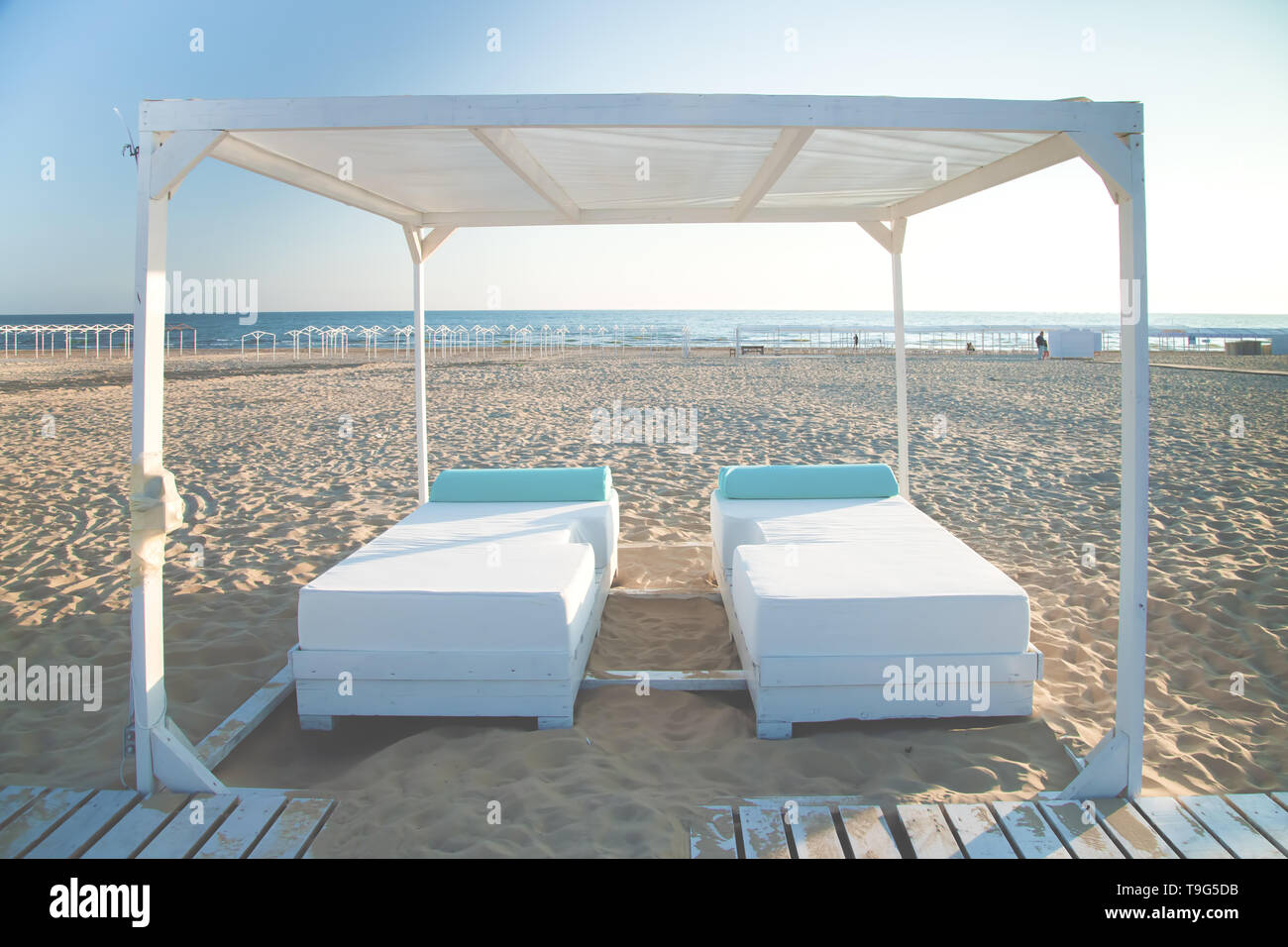 Metal frame construction on the beach. Art object on the sand Stock ...