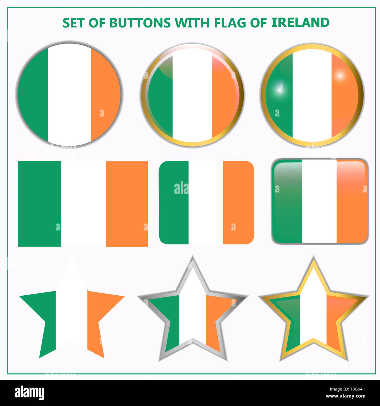 Set of banners with flag of Ireland. Colorful illustration with flags ...