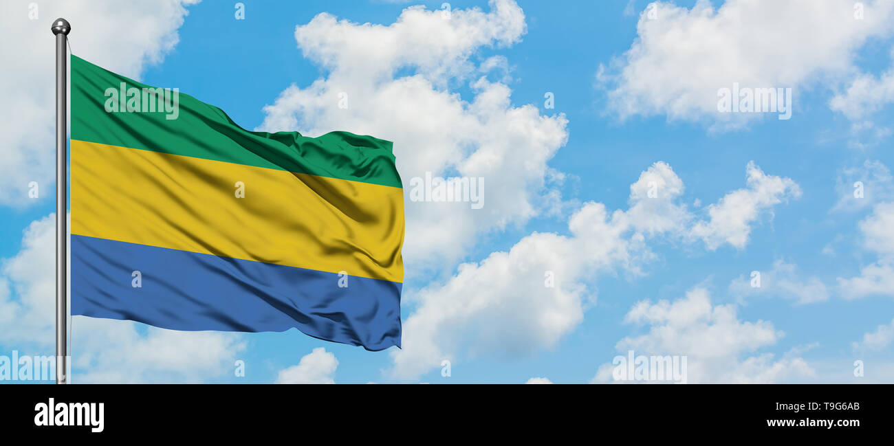 Flag gabon waving wind against hi-res stock photography and images - Alamy