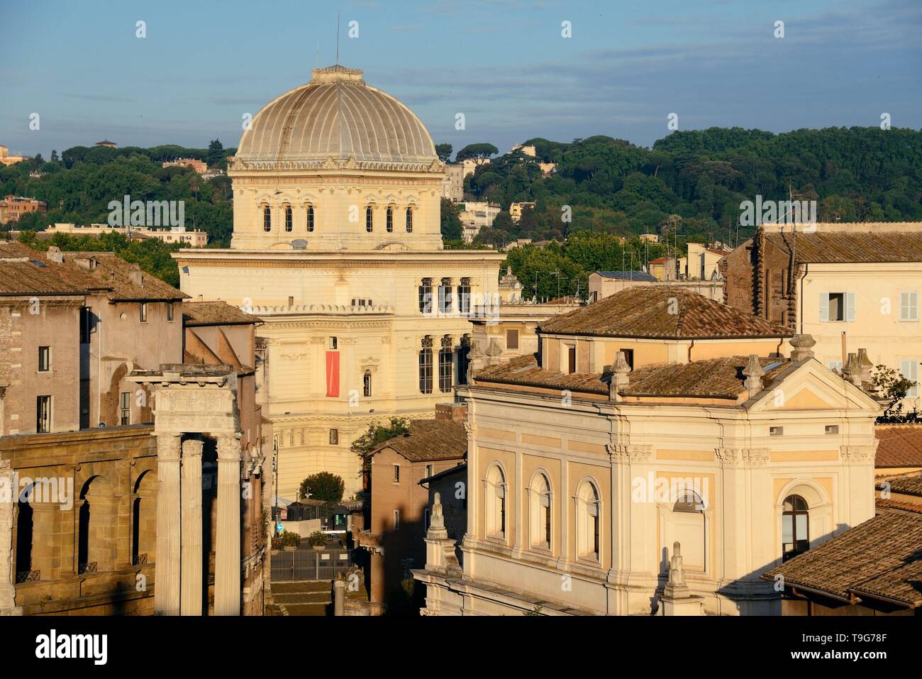 Rooftop view of Rome historical architecture and city skyline. Italy ...
