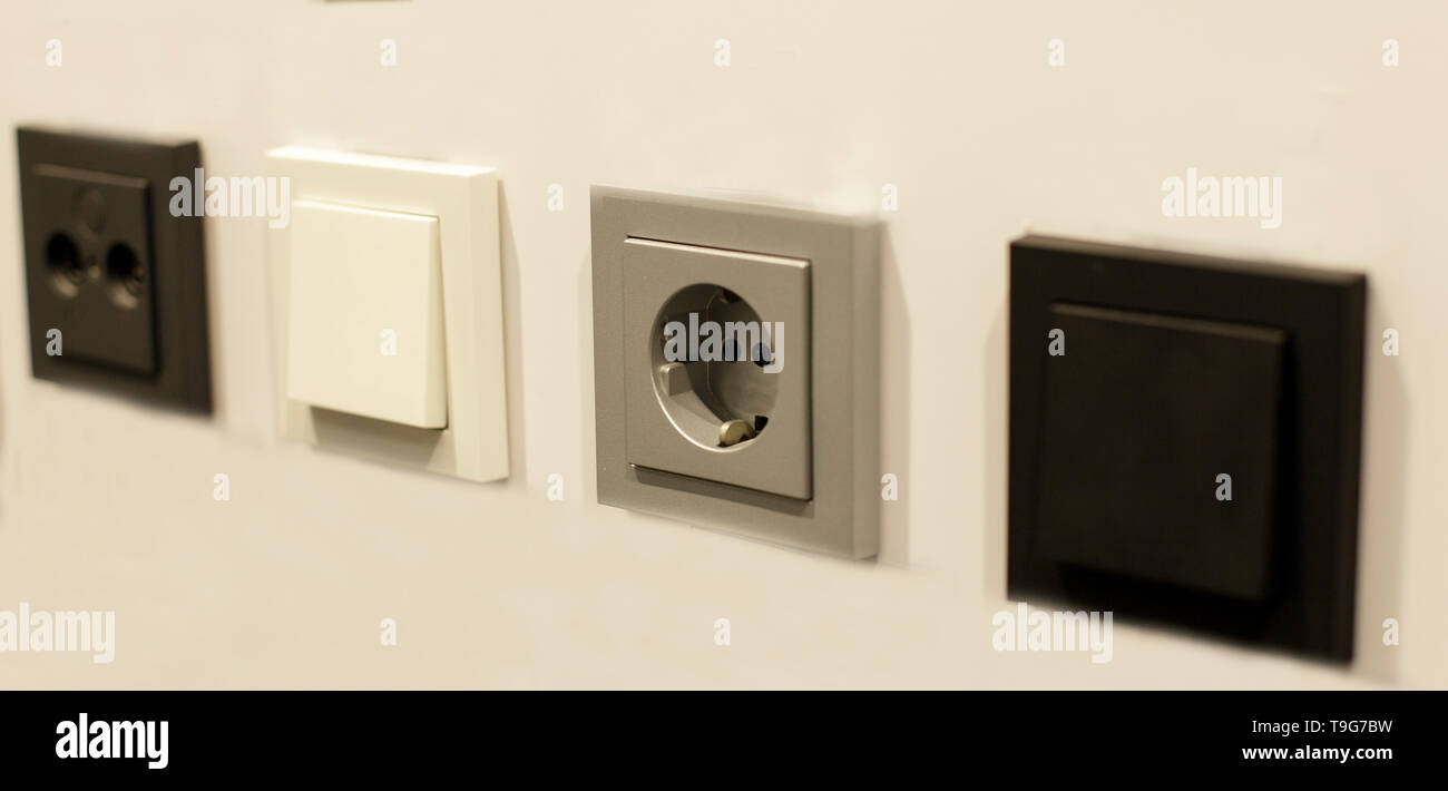 Socket and switch realistic white electric power supply hi-res stock ...