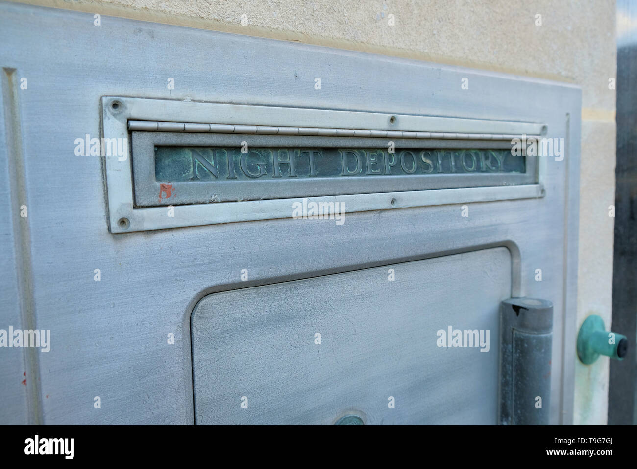 Old bank night depository box in Durham, North Carolina Stock Photo - Alamy