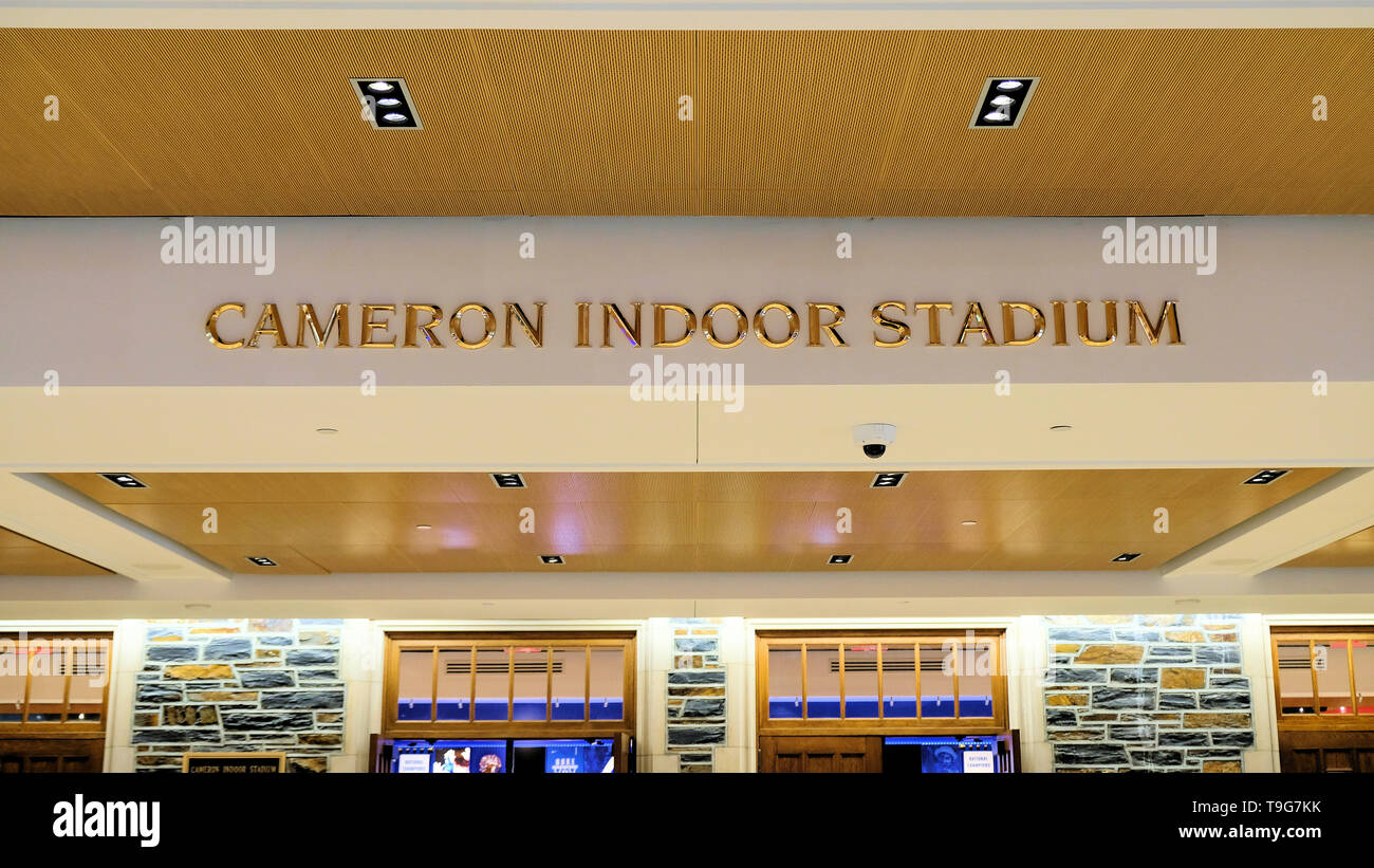 Interior Cameron Indoor Stadium signage at Duke University in Durham ...