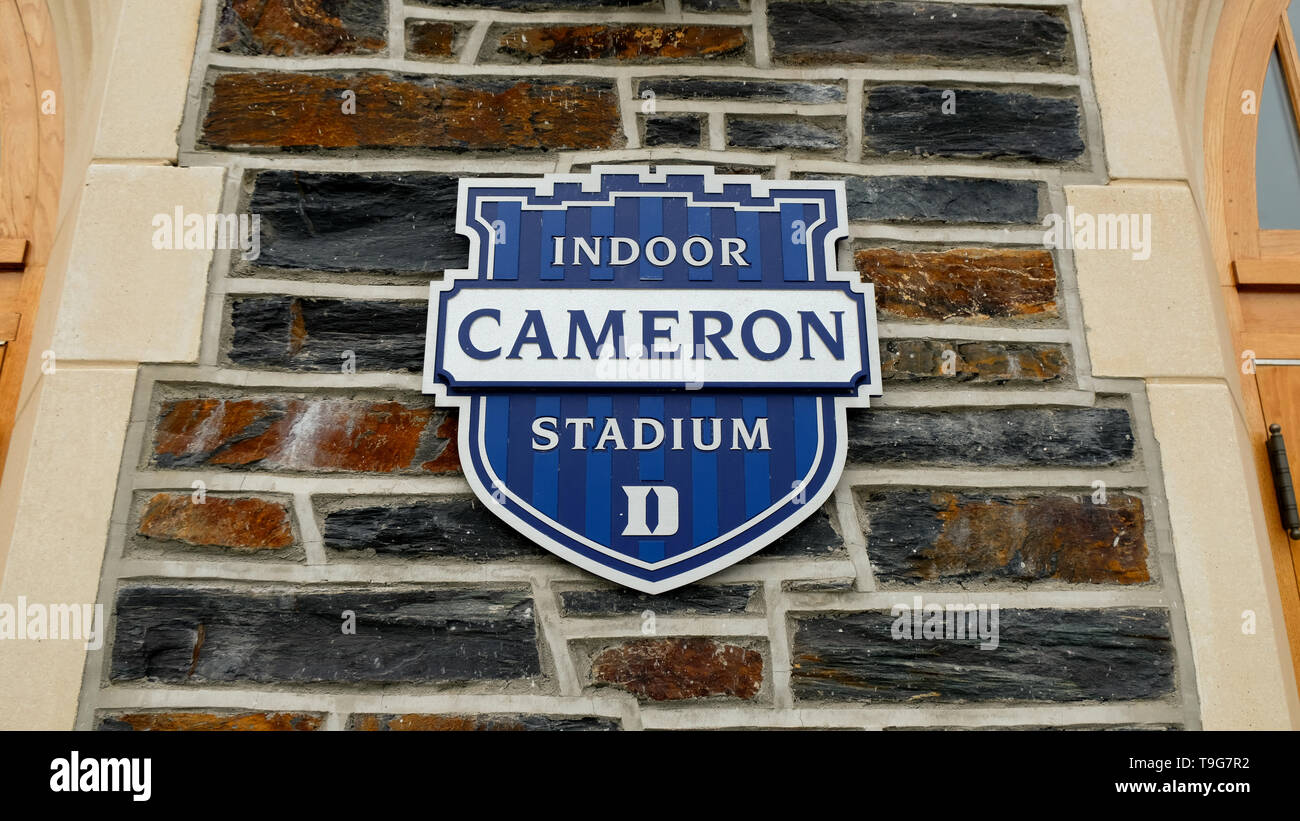 Exterior Cameron Indoor Stadium sign at Duke University in Durham ...