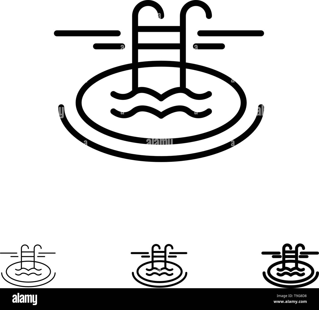 Swimming, Pool, Hotel, Serves Bold and thin black line icon set Stock ...