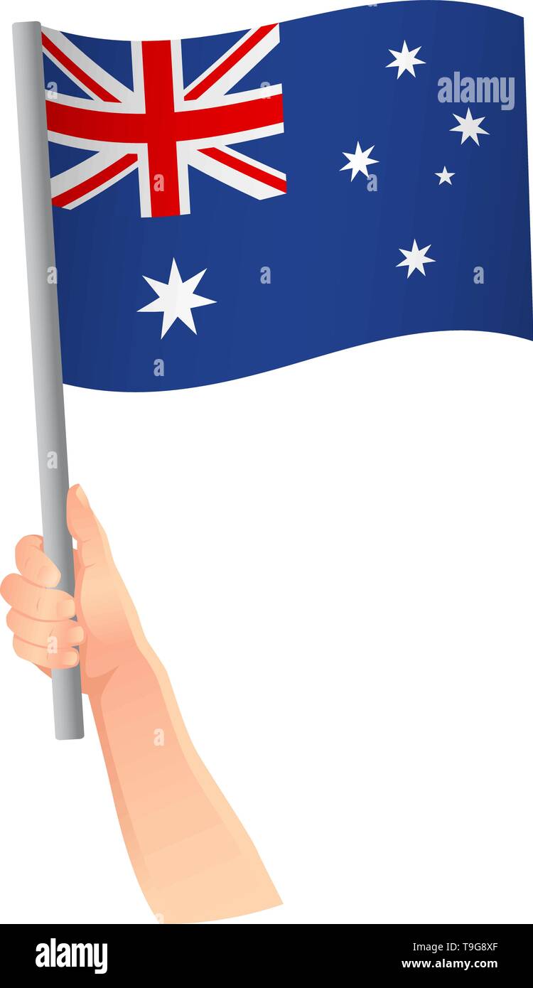 Australia flag in hand. Patriotic background. National flag of ...