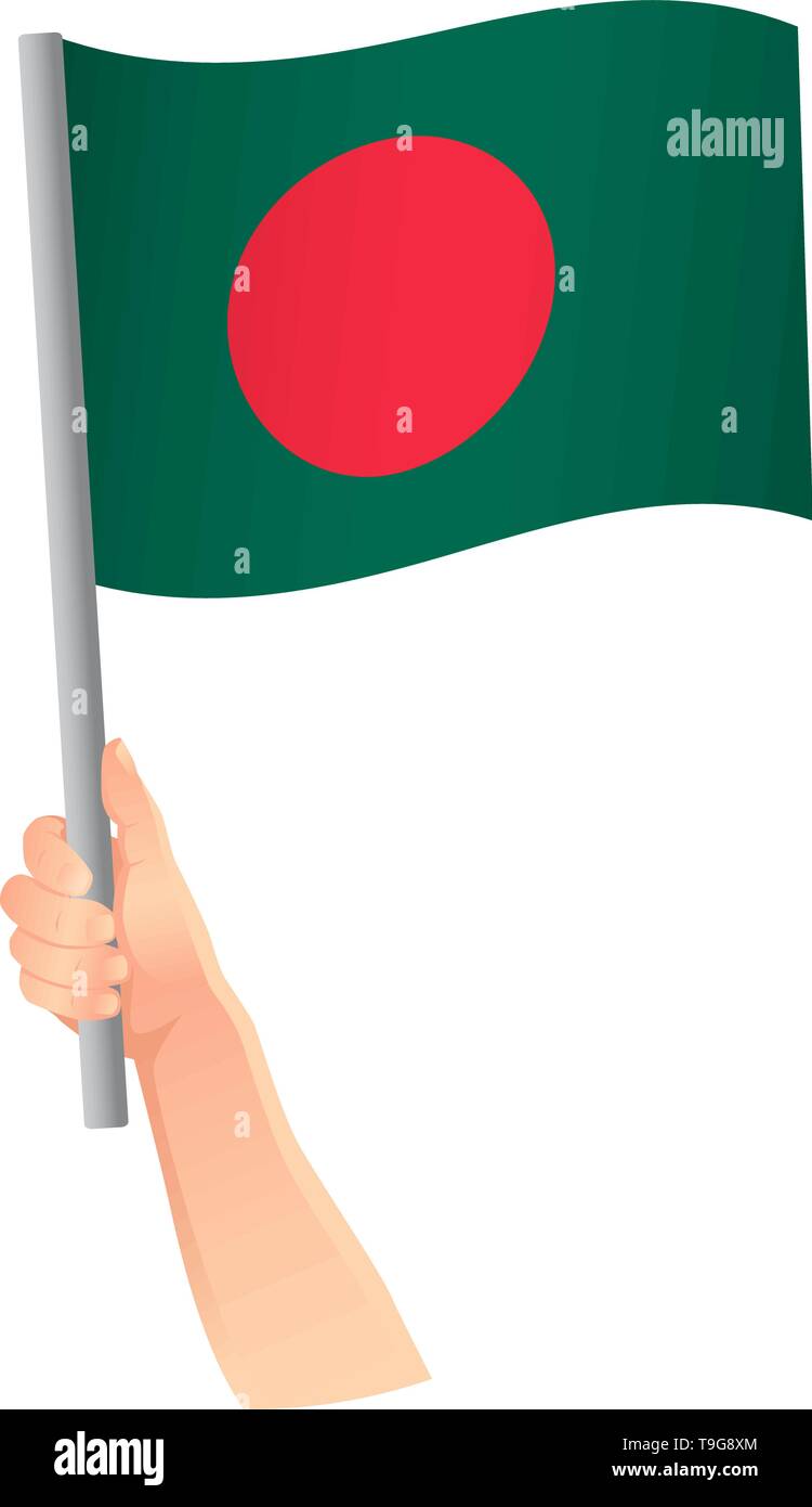 Bangladesh flag in hand. Patriotic background. National flag of ...