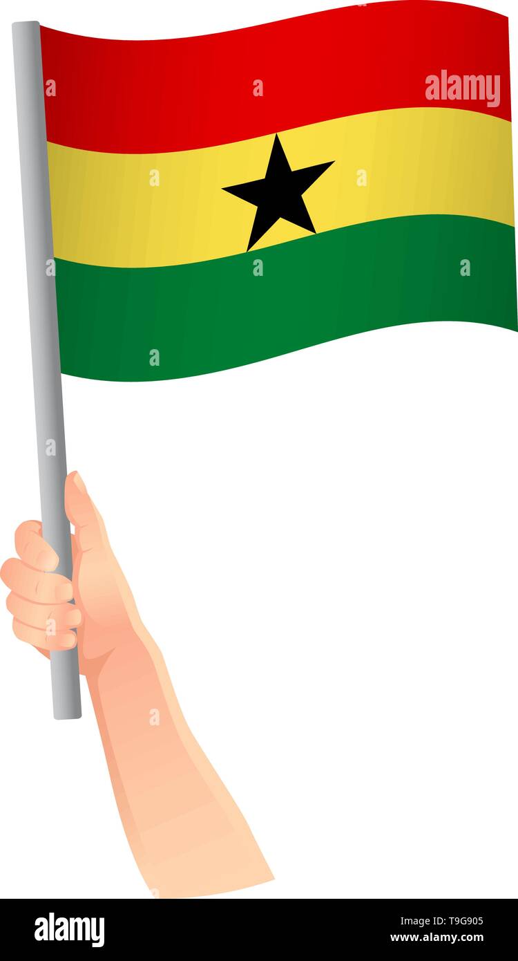 Ghana flag in hand. Patriotic background. National flag of Ghana vector ...
