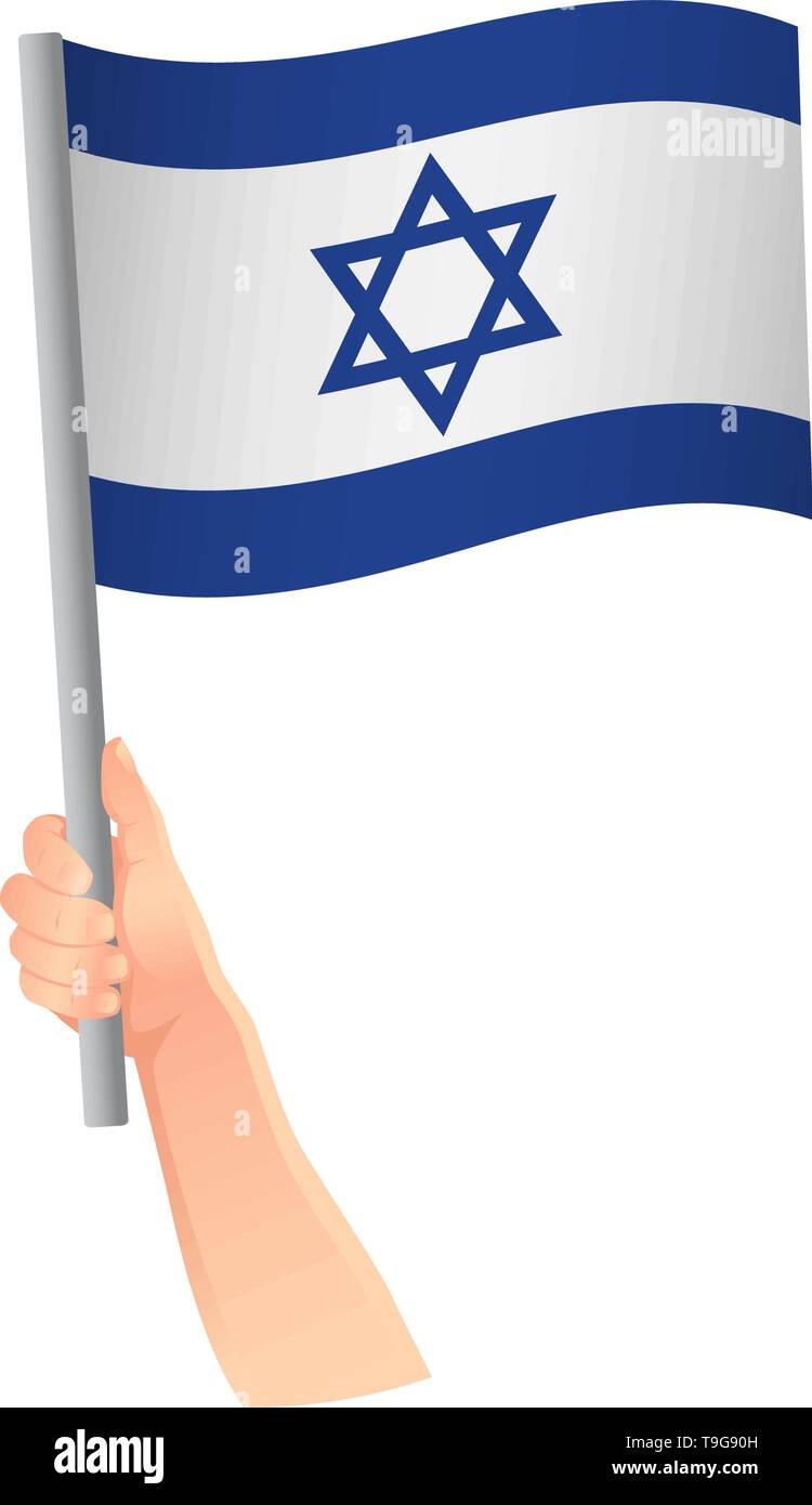 Israel flag in hand. Patriotic background. National flag of Israel ...