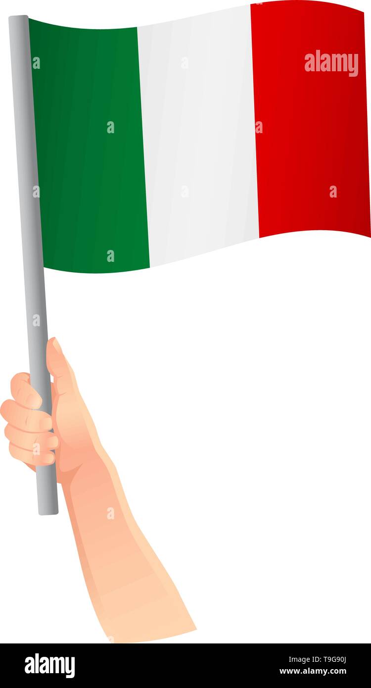 Italy flag in hand. Patriotic background. National flag of Italy vector ...