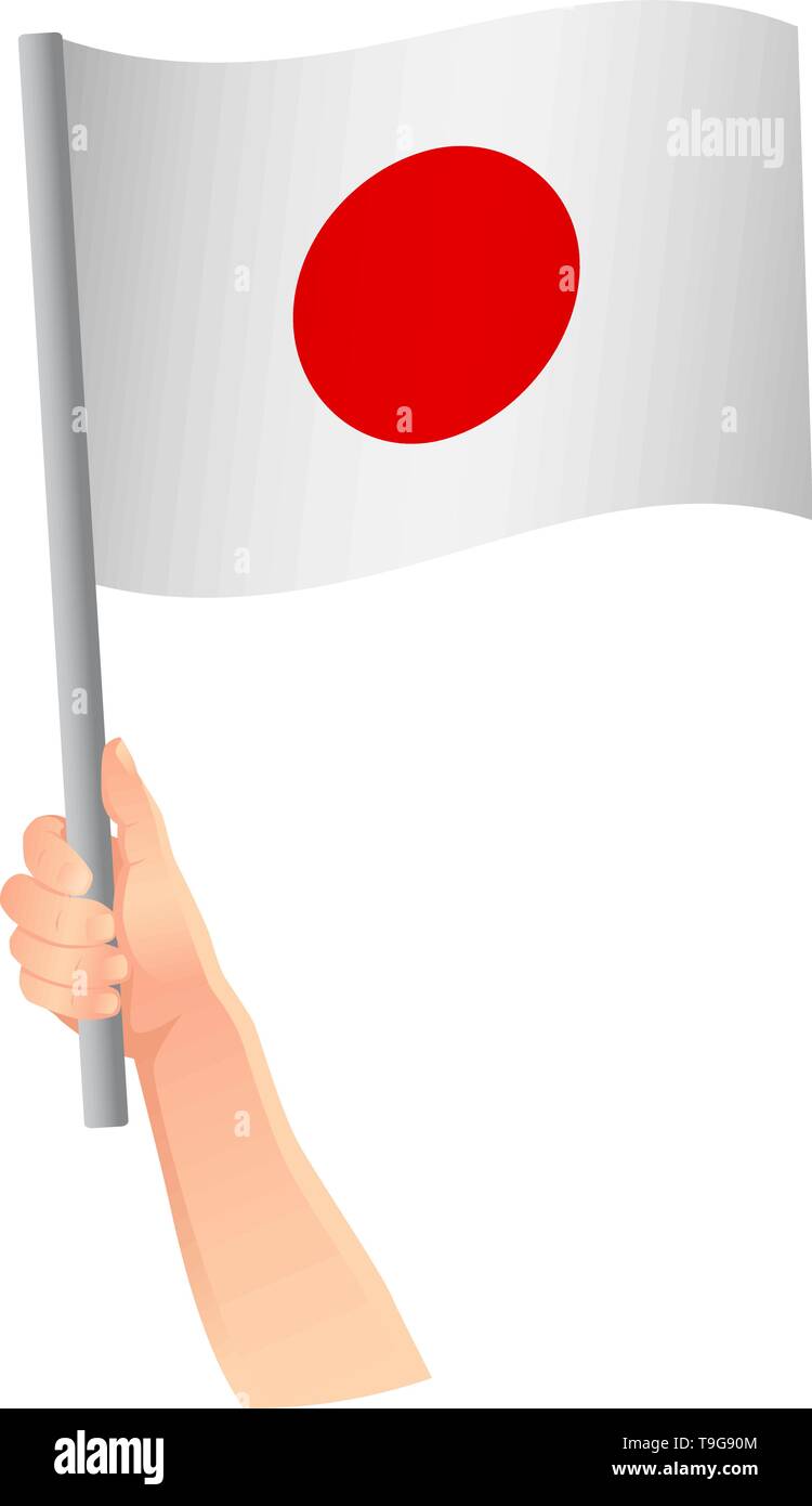 Japan flag in hand. Patriotic background. National flag of Japan vector ...