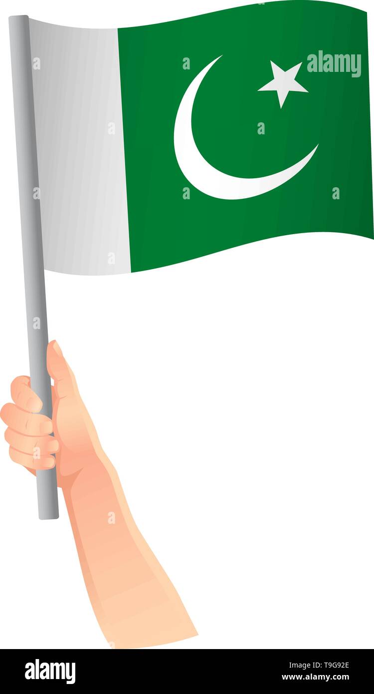 Pakistan flag in hand. Patriotic background. National flag of Pakistan ...