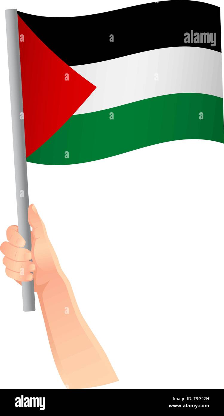 Palestine flag in hand. Patriotic background. National flag of ...