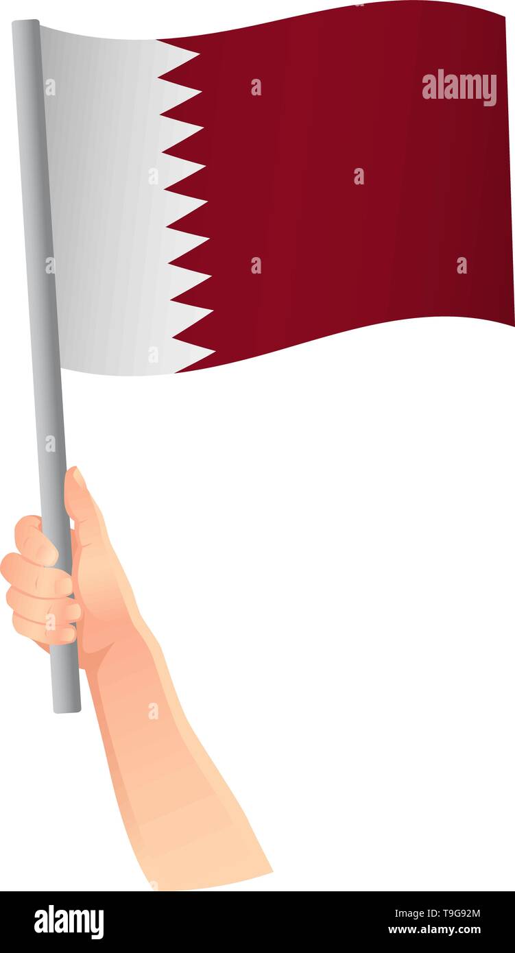 Qatar flag in hand. Patriotic background. National flag of Qatar vector ...