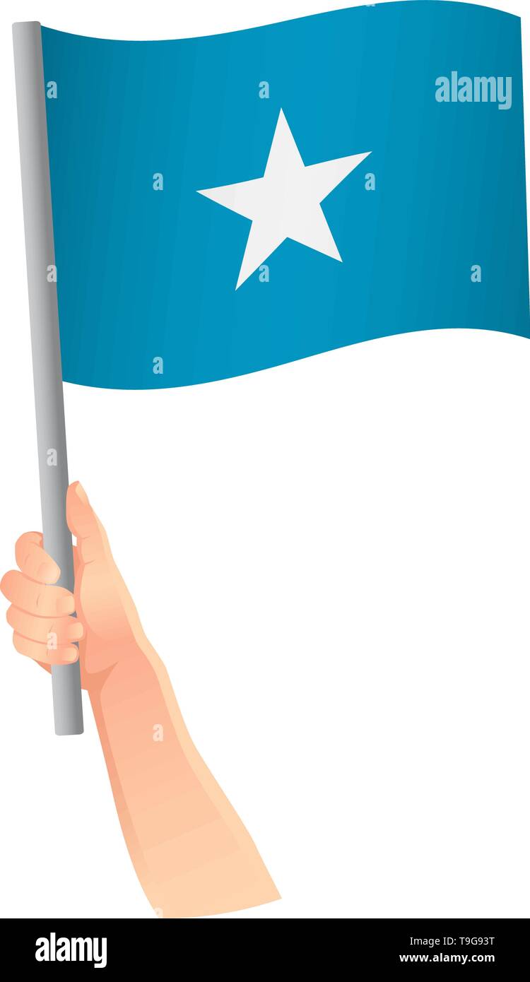 Somalia flag in hand. Patriotic background. National flag of Somalia ...