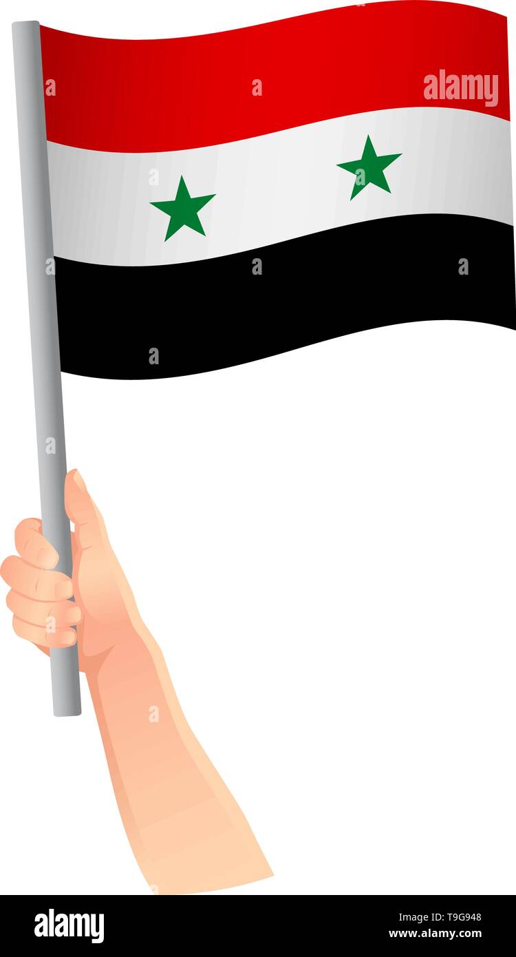 Syria flag in hand. Patriotic background. National flag of Syria vector ...