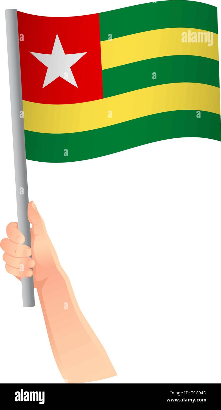 Togo flag in hand. Patriotic background. National flag of Togo vector ...