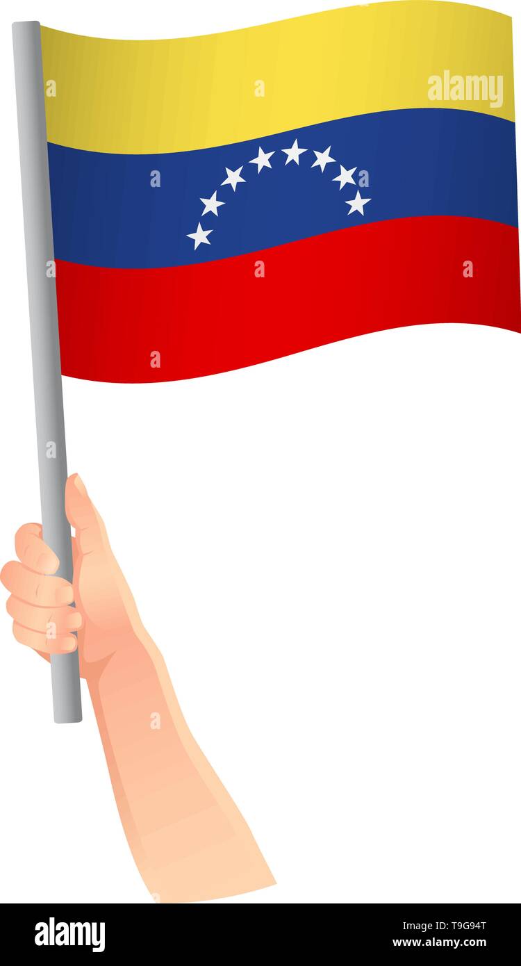 Venezuela flag in hand. Patriotic background. National flag of ...
