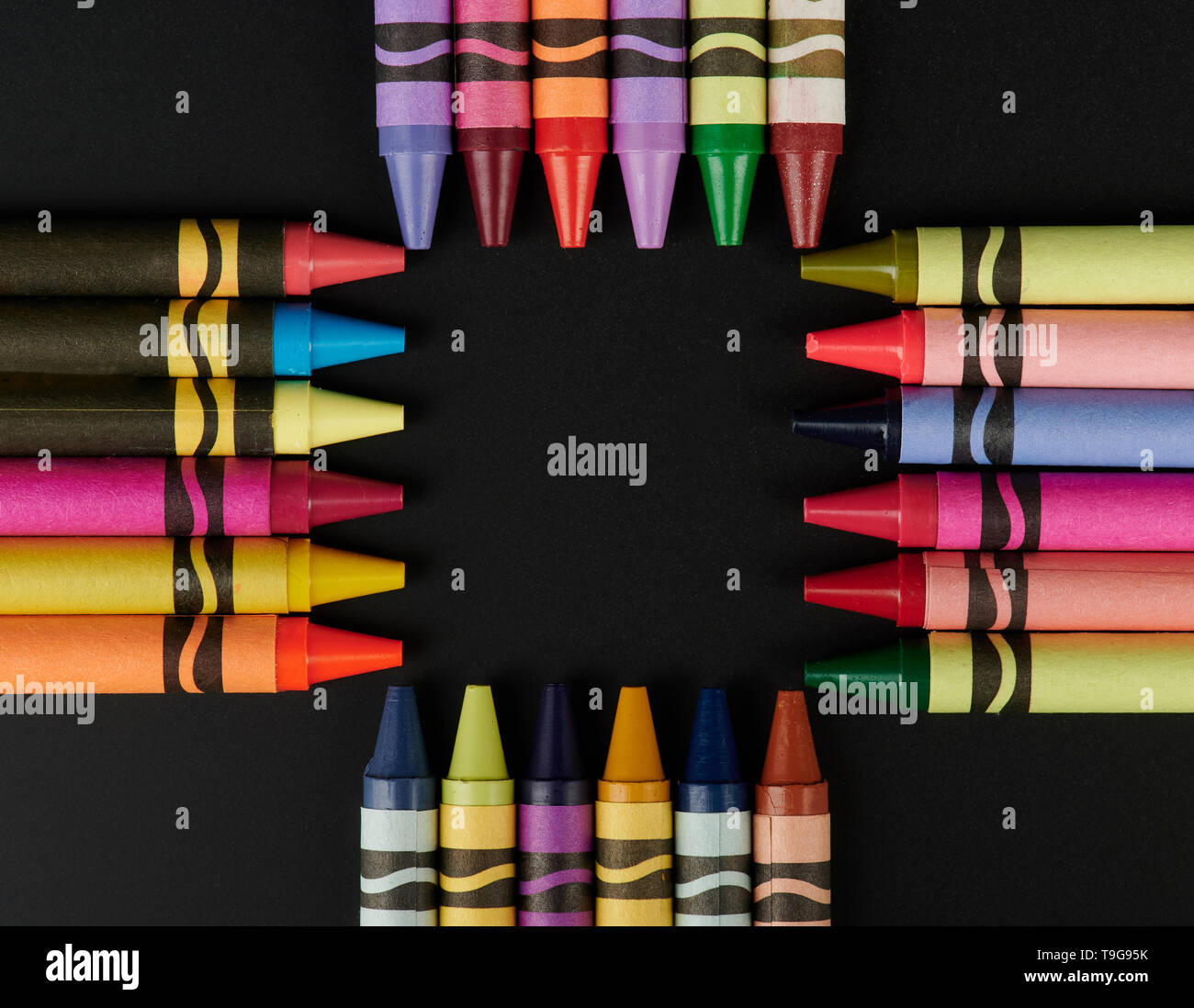 Colorful crayons in square shape above top view Stock Photo - Alamy