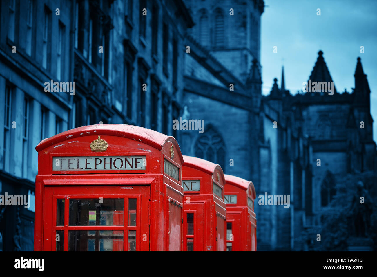 Edinburgh city street view with telephone box in United Kingdom Stock ...
