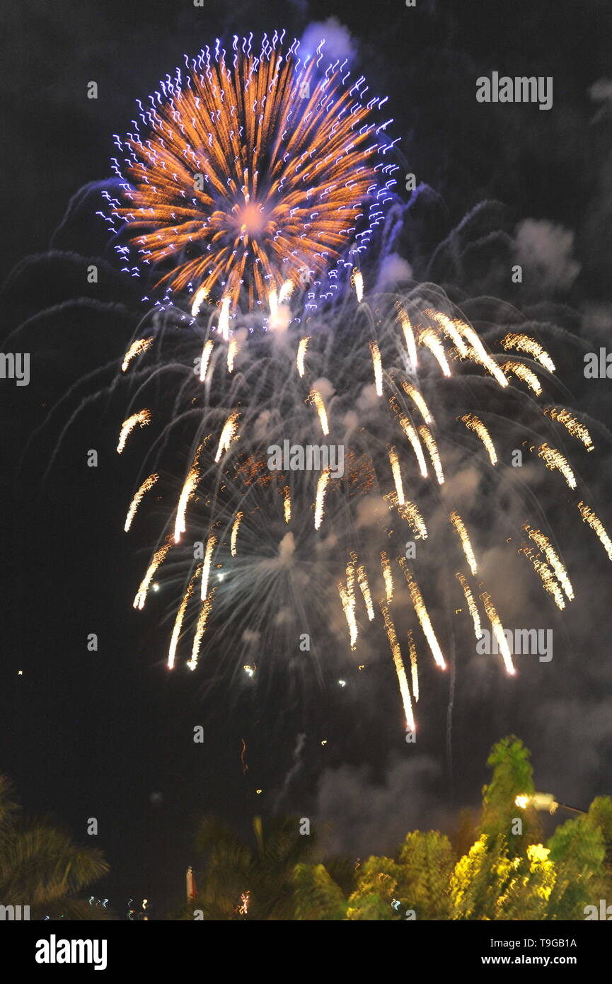 Fireworks display during The Cambodian Water Festival, Phnom Penh ...